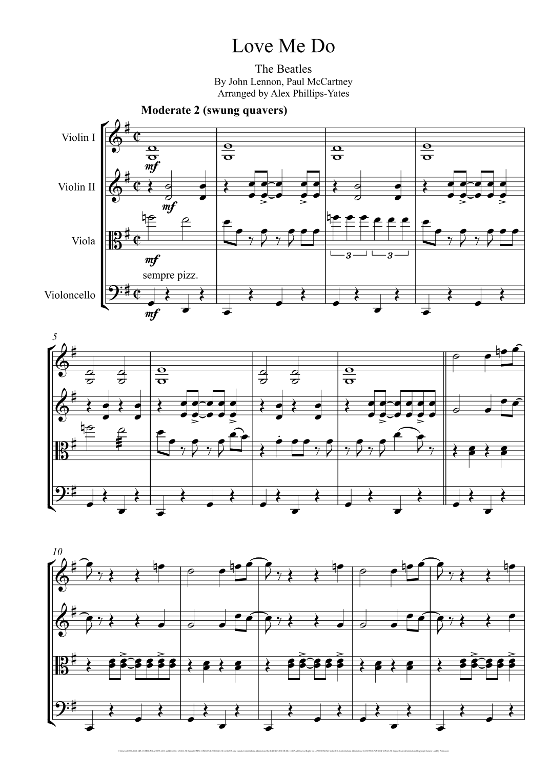 Love Me Do (arr. Alex Phillips-Yates) by The Beatles Sheet Music for ...