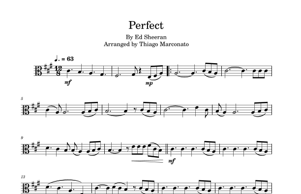 Perfect (arr. Thiago Marconato) by Ed Sheeran Sheet Music for Viola Solo at Sheet Music Direct