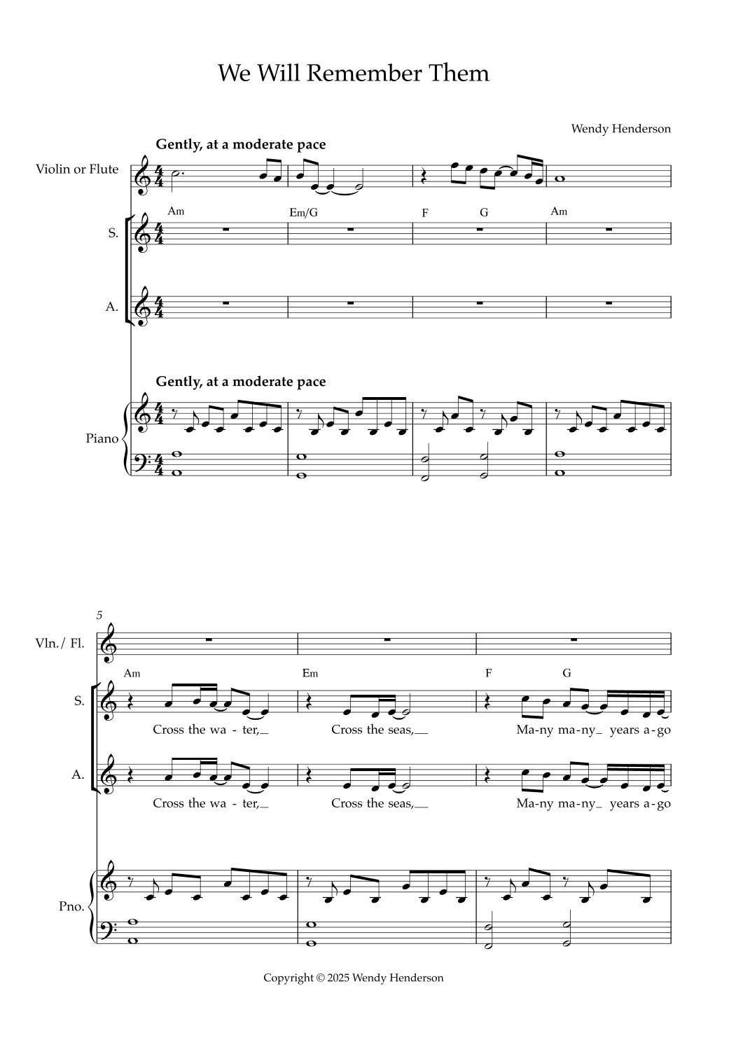 We Will Remember Them by Wendy Henderson Sheet Music for Choir at Sheet ...