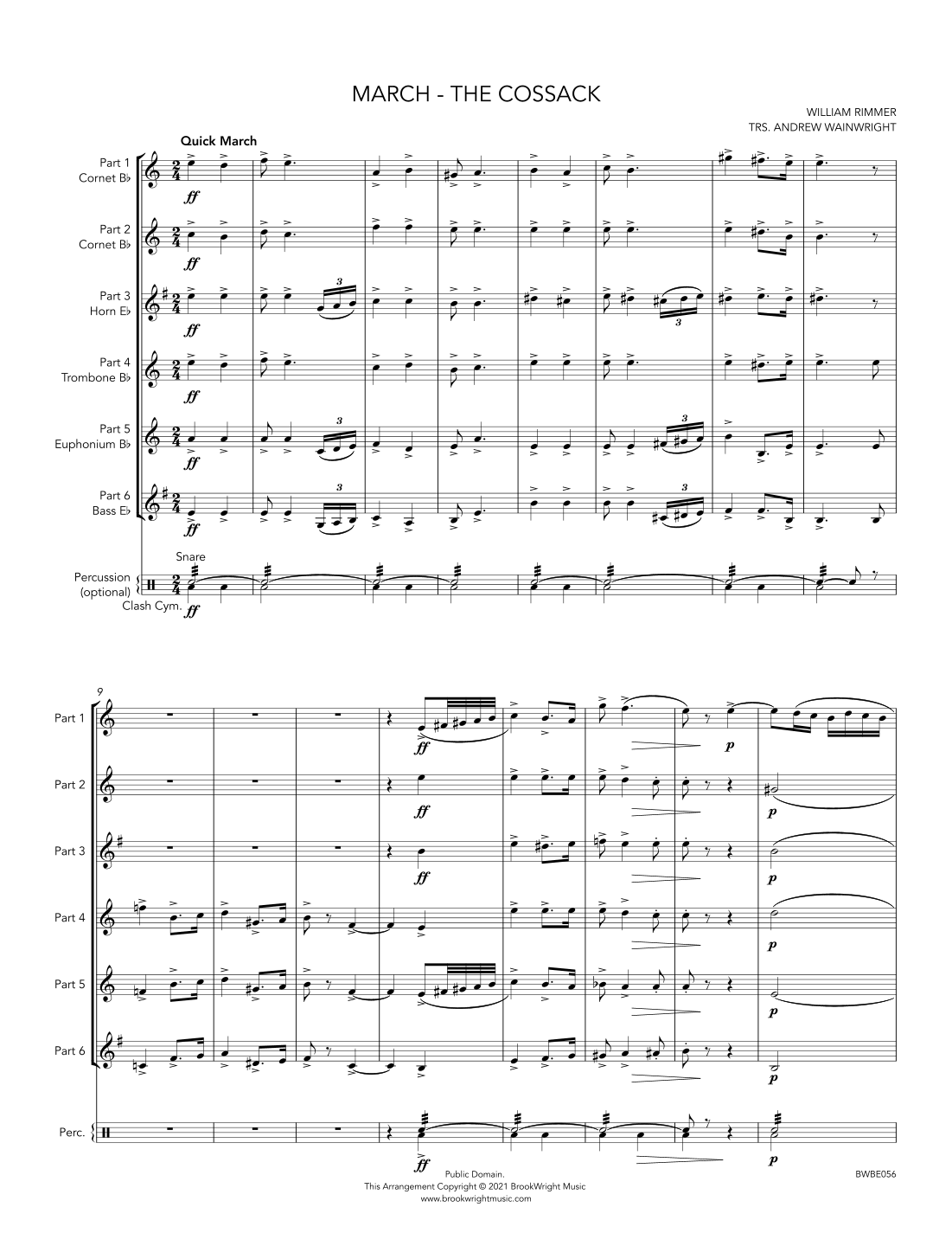 The Cossack (arr. Andrew Wainwright) by William Rimmer Sheet Music for ...