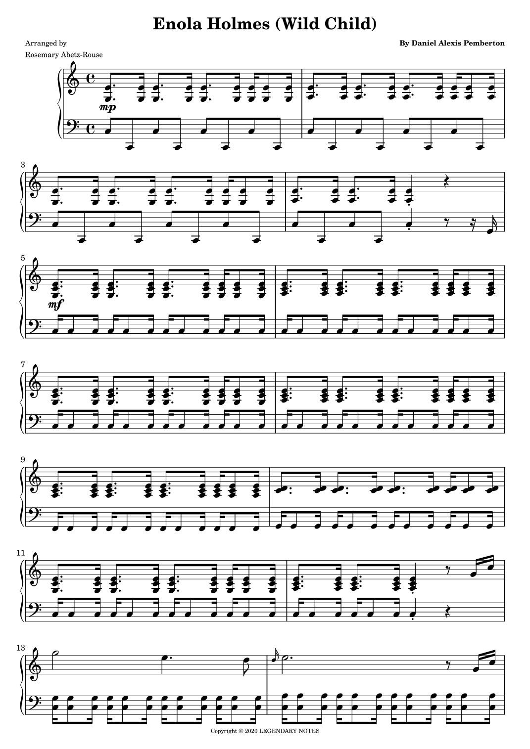 Enola Holmes (Wild Child) (arr. Rosemary Abetz-Rouse) by Daniel Alexis ...