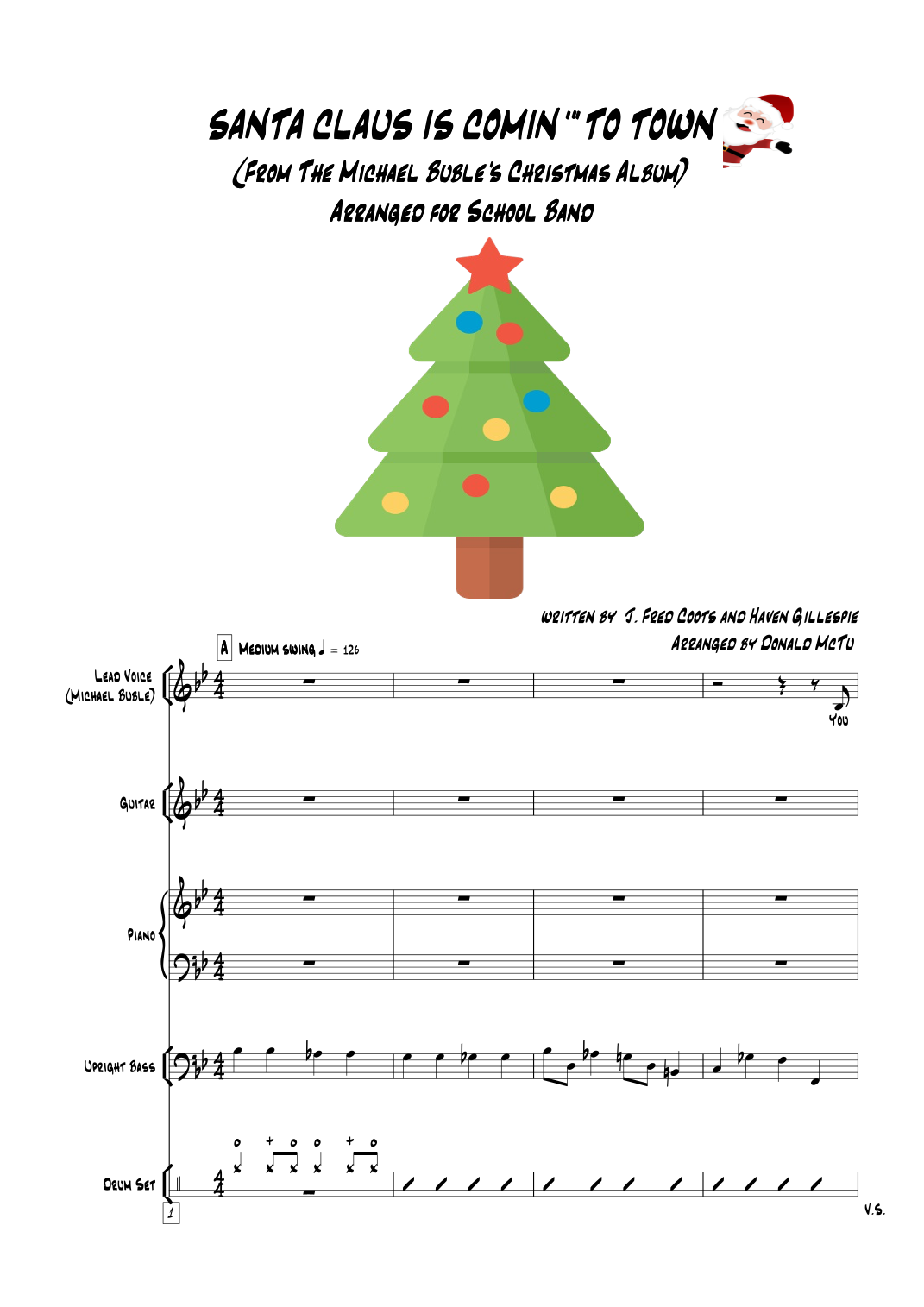 SANTA CLAUS IS COMIN’ TO TOWN (Arranged for School Band) - Score ...
