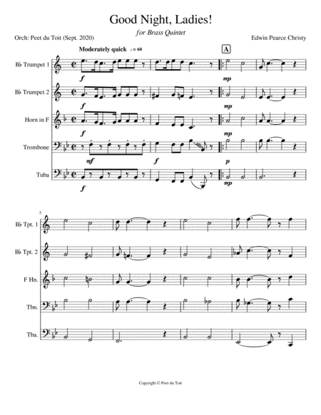 Good Night Ladies (arr. Peet du Toit) by Traditional Sheet Music for ...