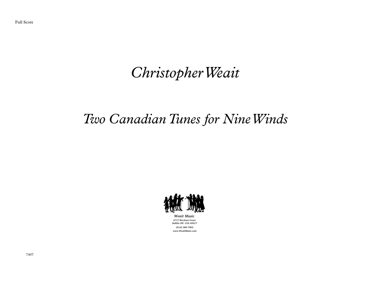 Two Canadian Folksongs for wind nonet (6') (arr. Christopher Weait) by ...