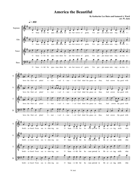 America the Beautiful - SATB (arr. Walter Jack) by Walter Jack Sheet ...