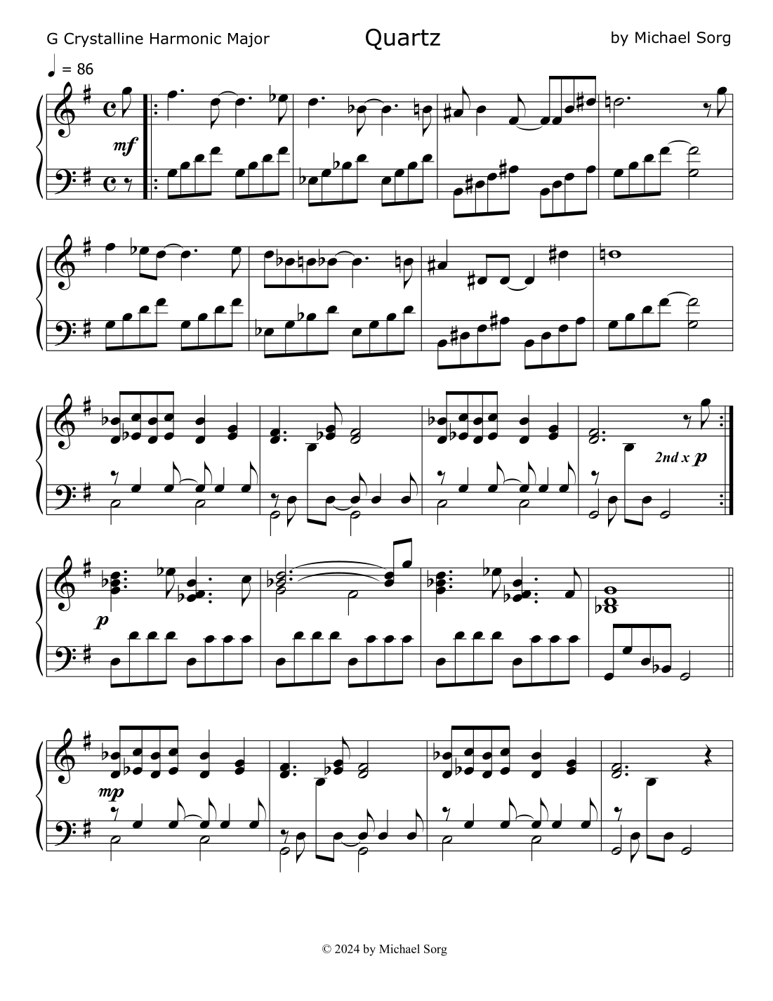 Quartz Sheet Music | Michael Sorg | Piano Solo
