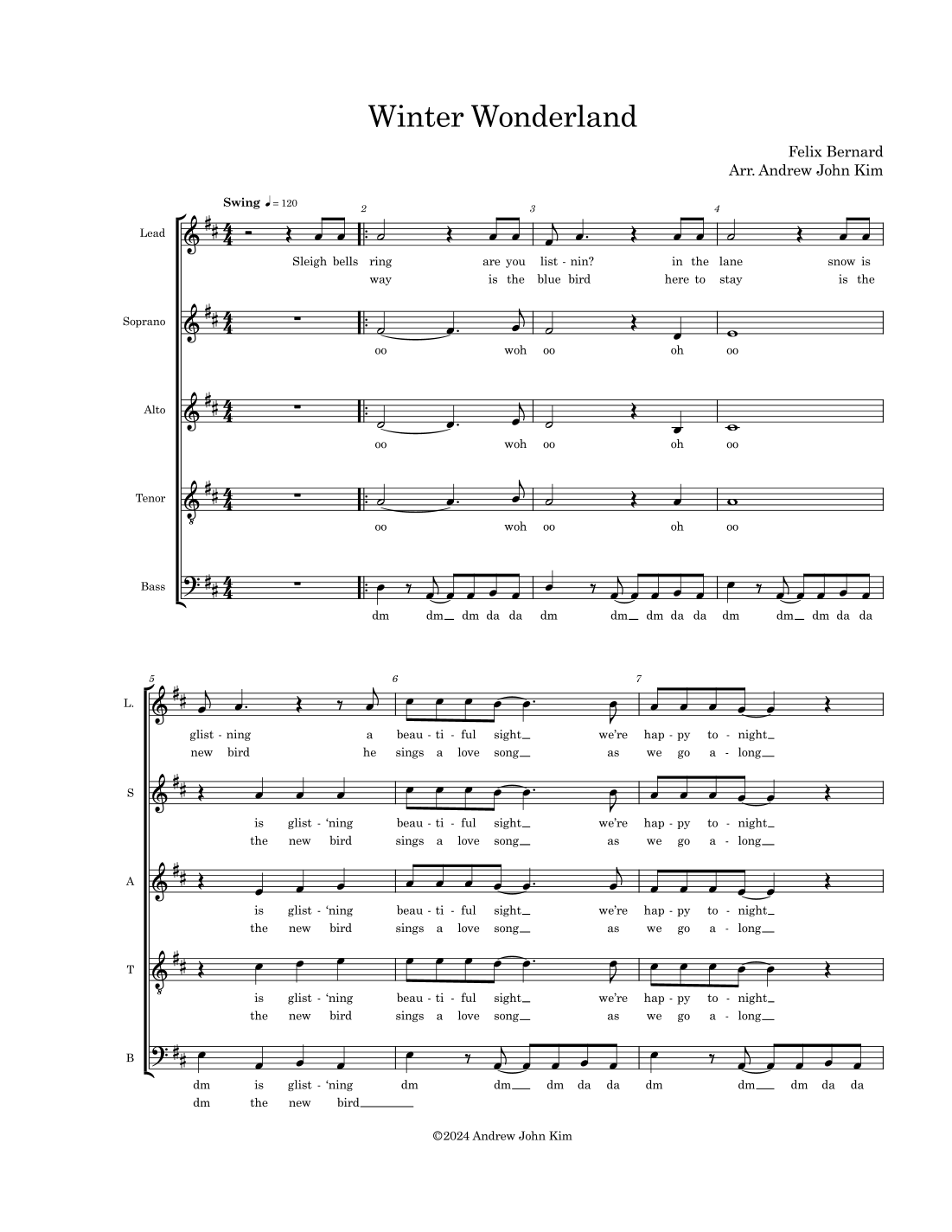 Winter Wonderland (arr. Andrew John Kim) by Traditional Sheet Music for ...