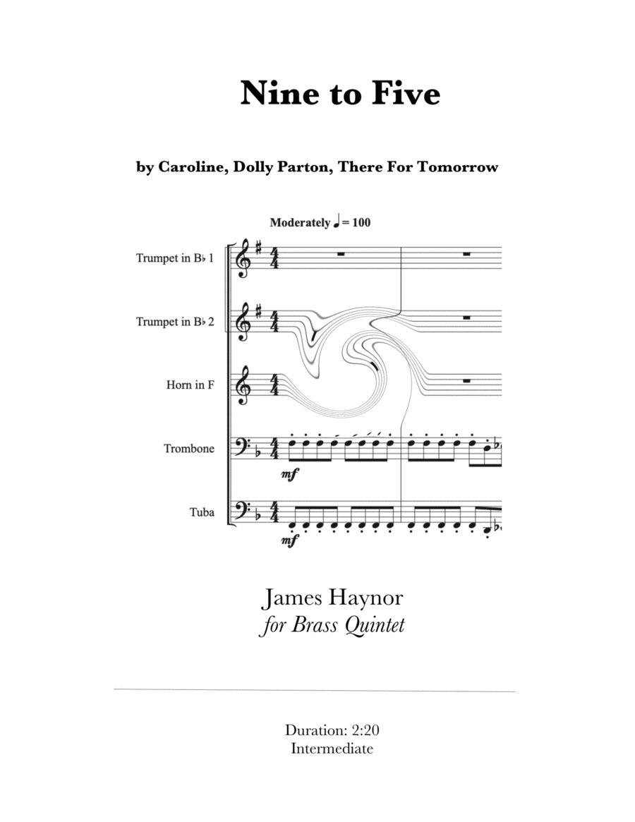 Nine To Five (arr. James Haynor) by There For Tomorrow Sheet Music for ...