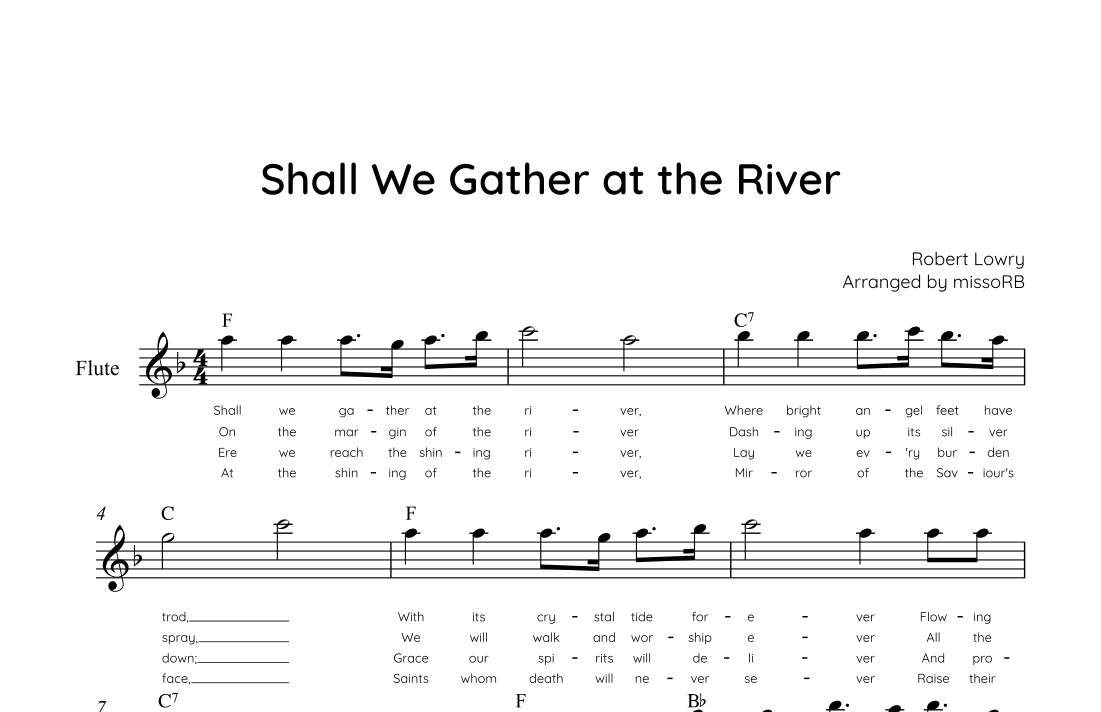 Shall We Gather at the River - Flute in F With Chords & Lyric (arr ...
