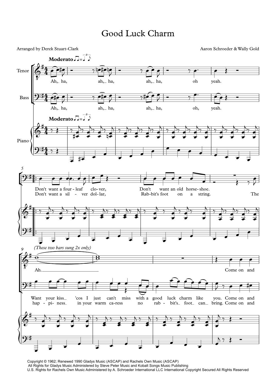 Good Luck Charm (arr. Derek STUART-CLARK) by Elvis Presley Sheet Music ...