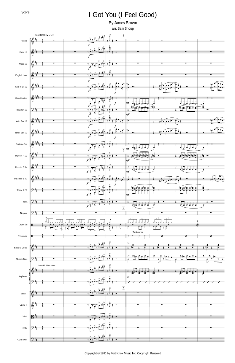I Got You (i Feel Good) (arr. Sam Shoup) by James Brown Sheet Music for ...