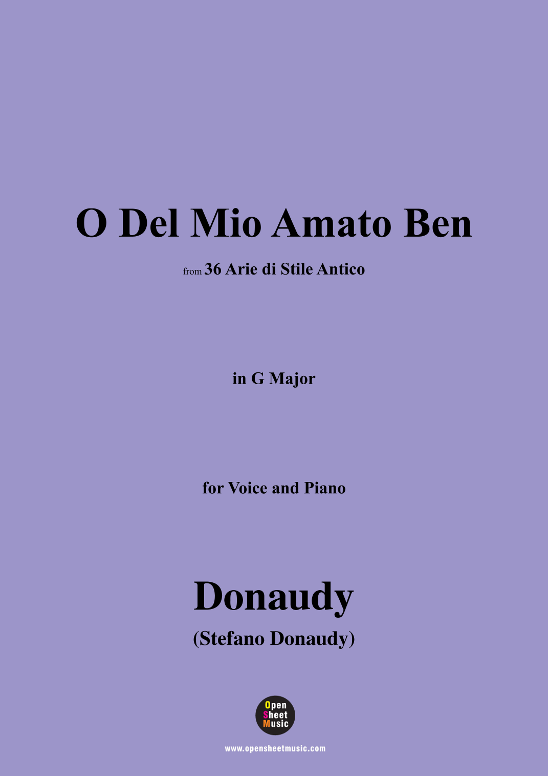 Donaudy-O Del Mio Amato Ben,in G Major (arr. OSM Press) by Stefano ...