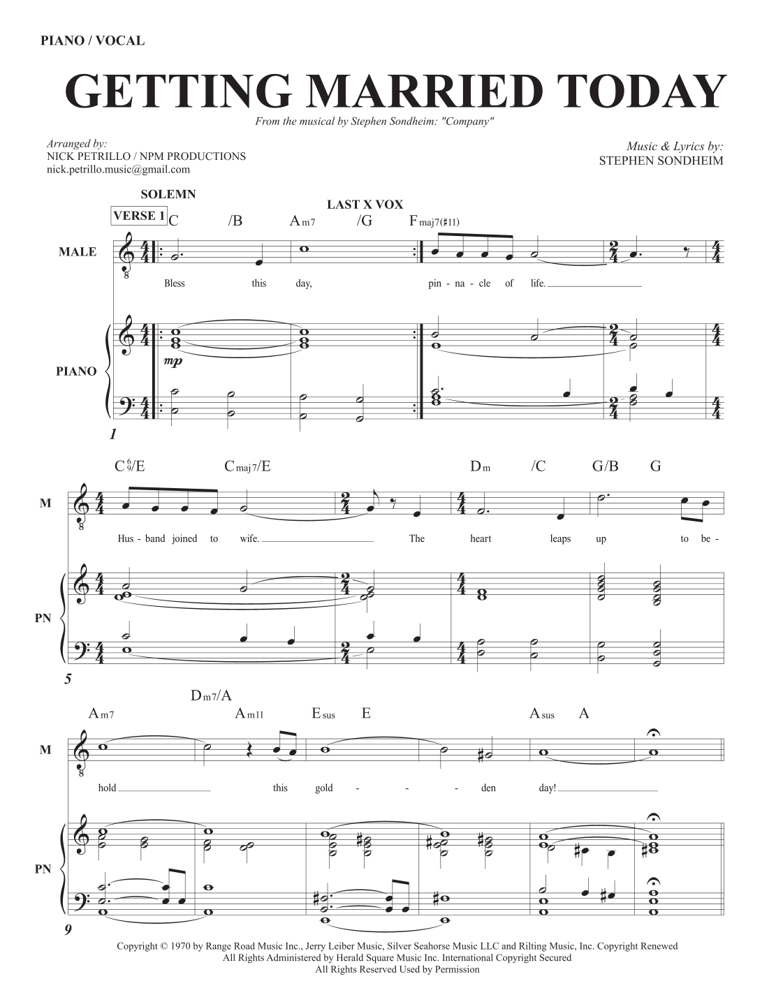 Getting Married Today (arr. Nick Petrillo) by Stephen Sondhe Anna-Jane ...