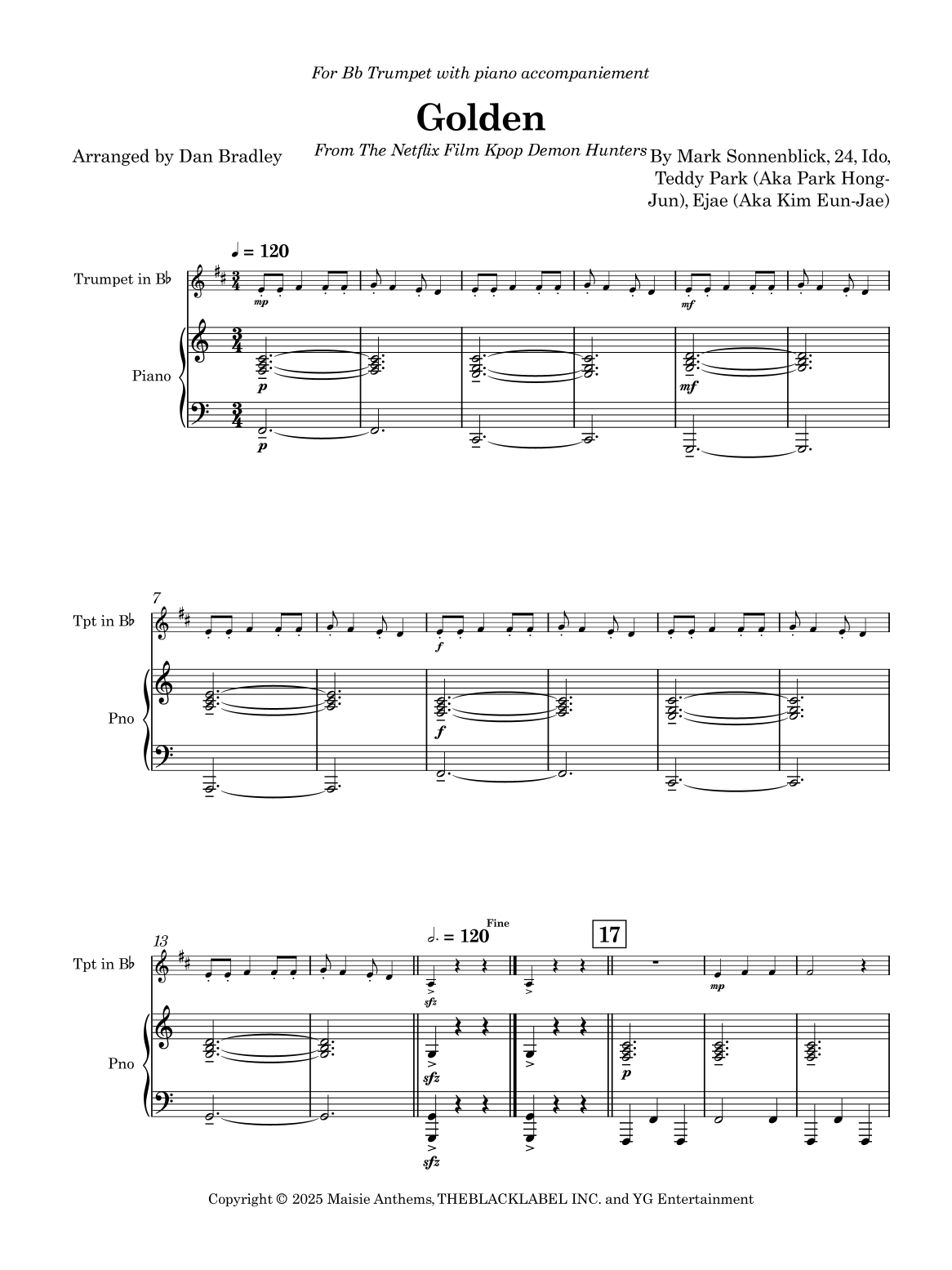 Golden (arr. Dan Bradley) by Huntr/X (Ejae, Audrey Nuna And Rei Ami ...