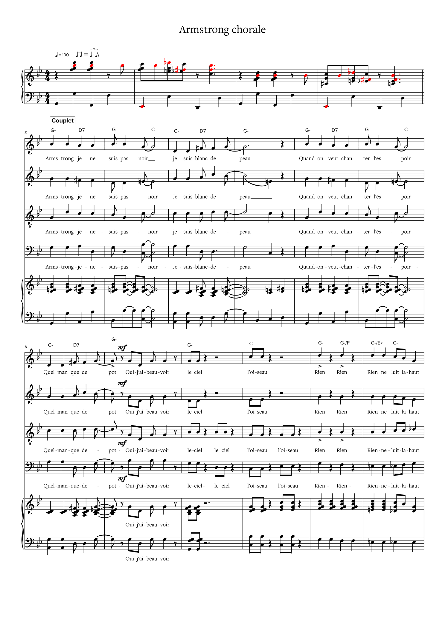 Armstrong (arr. marc denouel) par Claude Nougaro Partitions pour Choeur ...