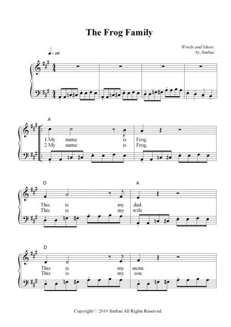 The frog family (Children's Easy Piano) par Jimbae Partitions pour ...