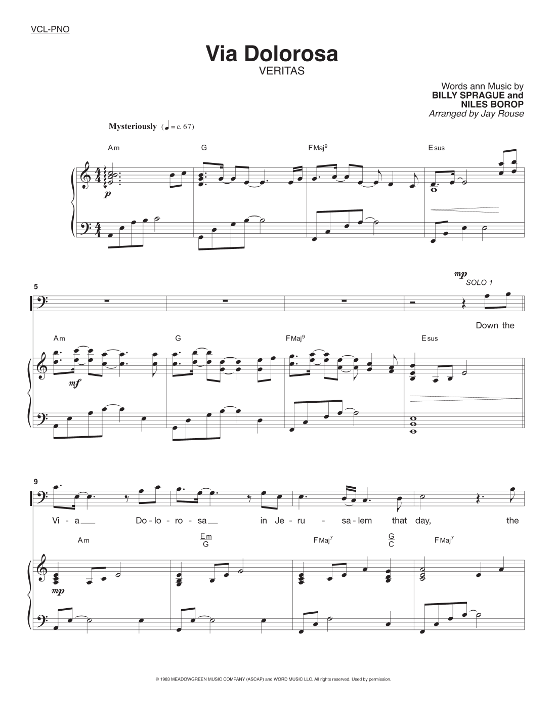 Via Dolorosa (arr. Jay Rouse) by Sandi Patty Sheet Music for Piano ...