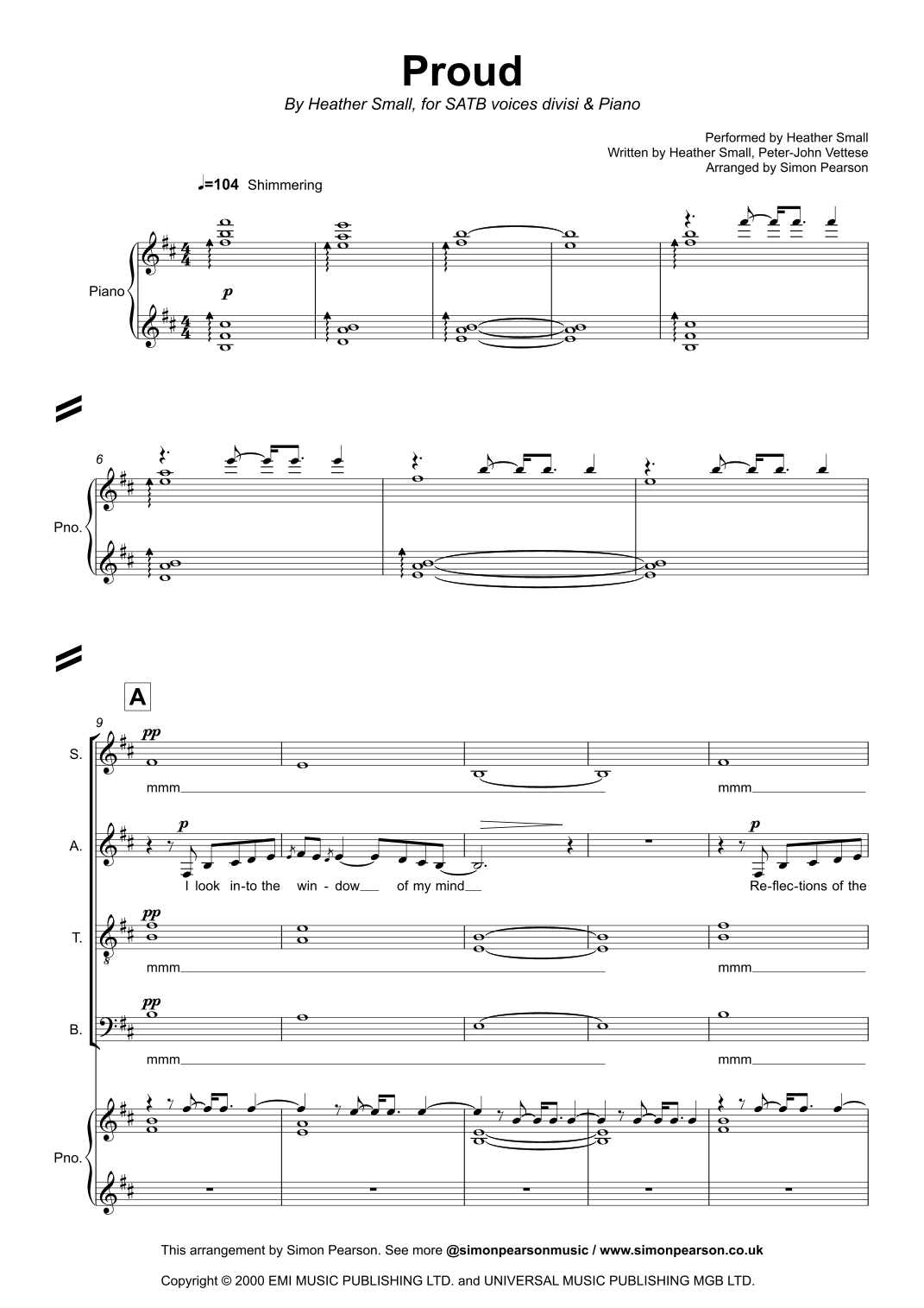 Proud (arr. Simon Pearson) von Heather Small Noten zum Chor SATB divisi ...