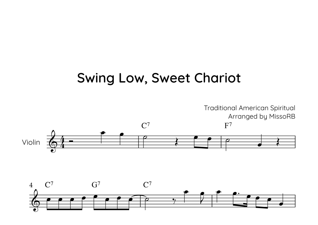 Swing Low, Sweet Chariot - Trumpet in C With Chords - Easy (arr ...