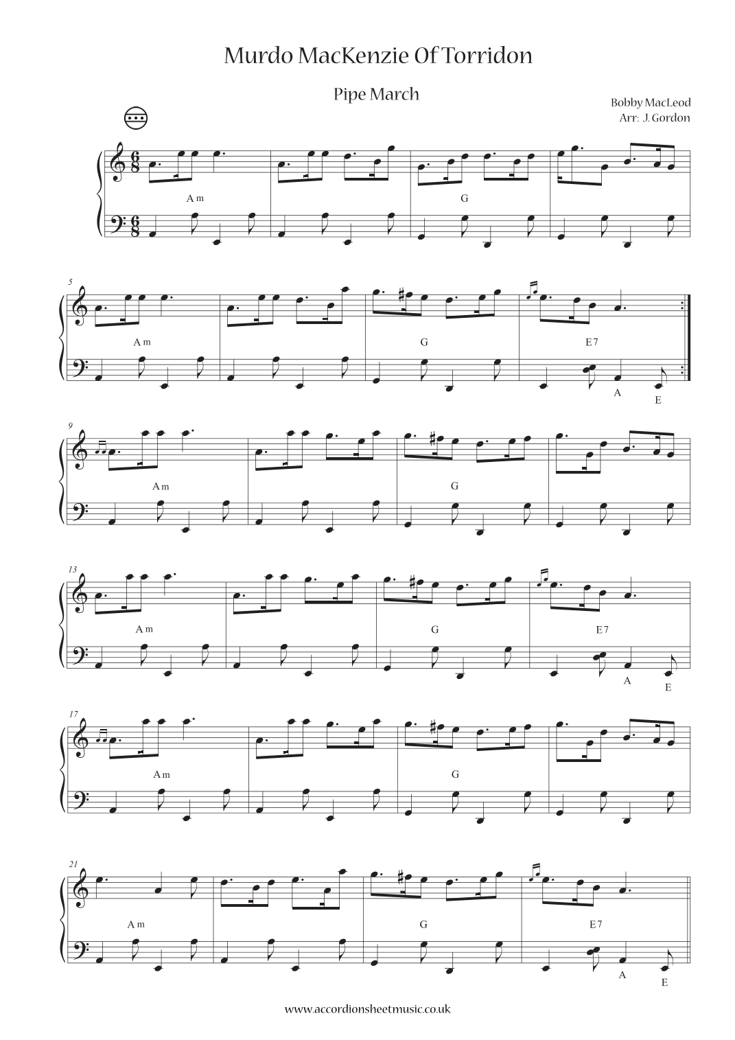 Murdo MacKenzie Of Torridon (arr. Julia Gordon) by B. MacLeod Sheet ...