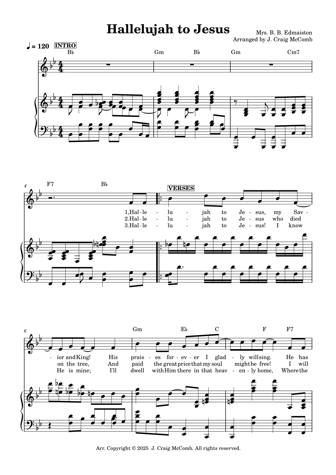 Hallelujah to Jesus (arr. J. Craig McComb) by Mrs B. B. Edmaiston Sheet ...