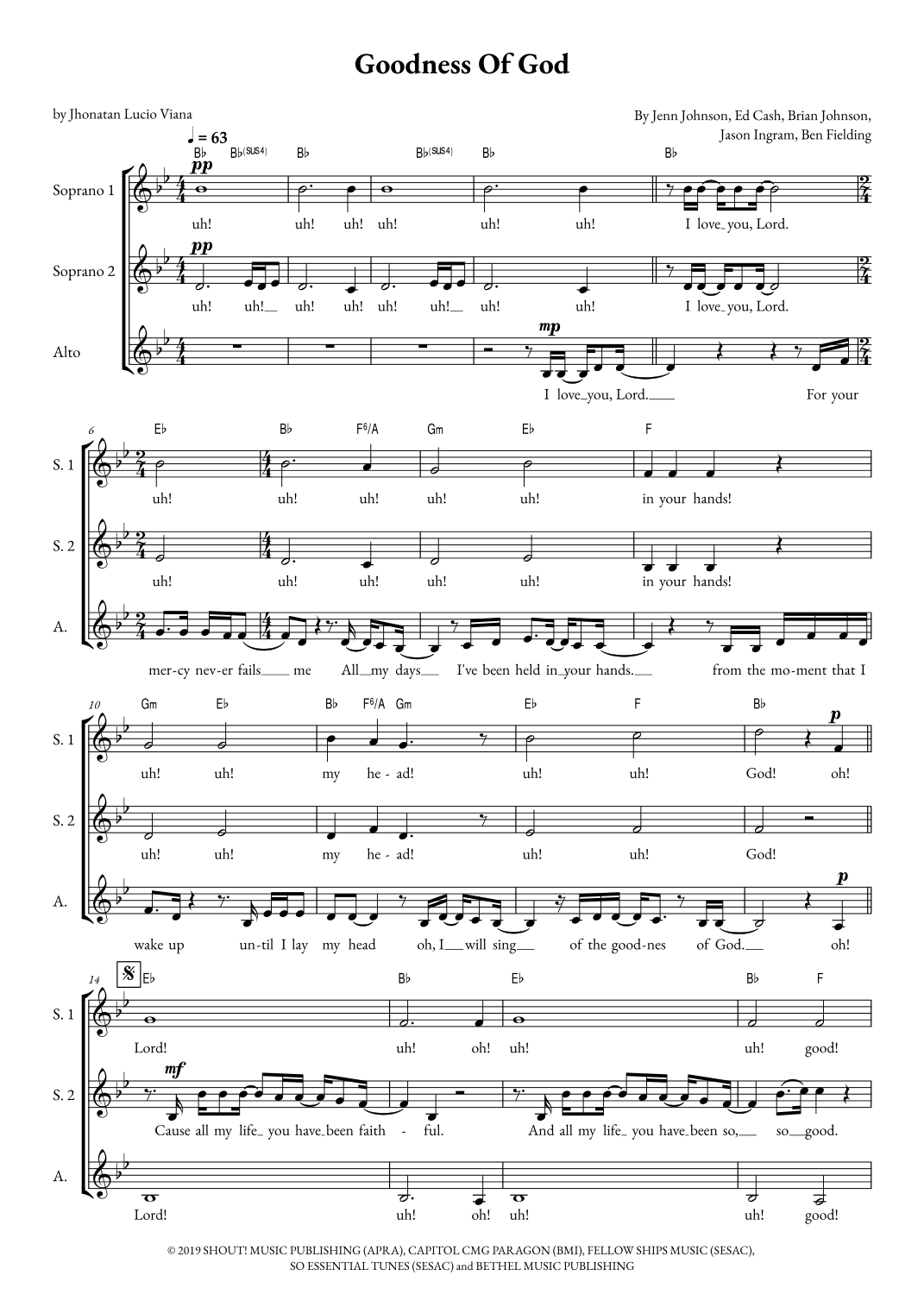 Goodness Of God (arr. Jhonatan Lucio Viana) by Bethel Music and Jenn ...