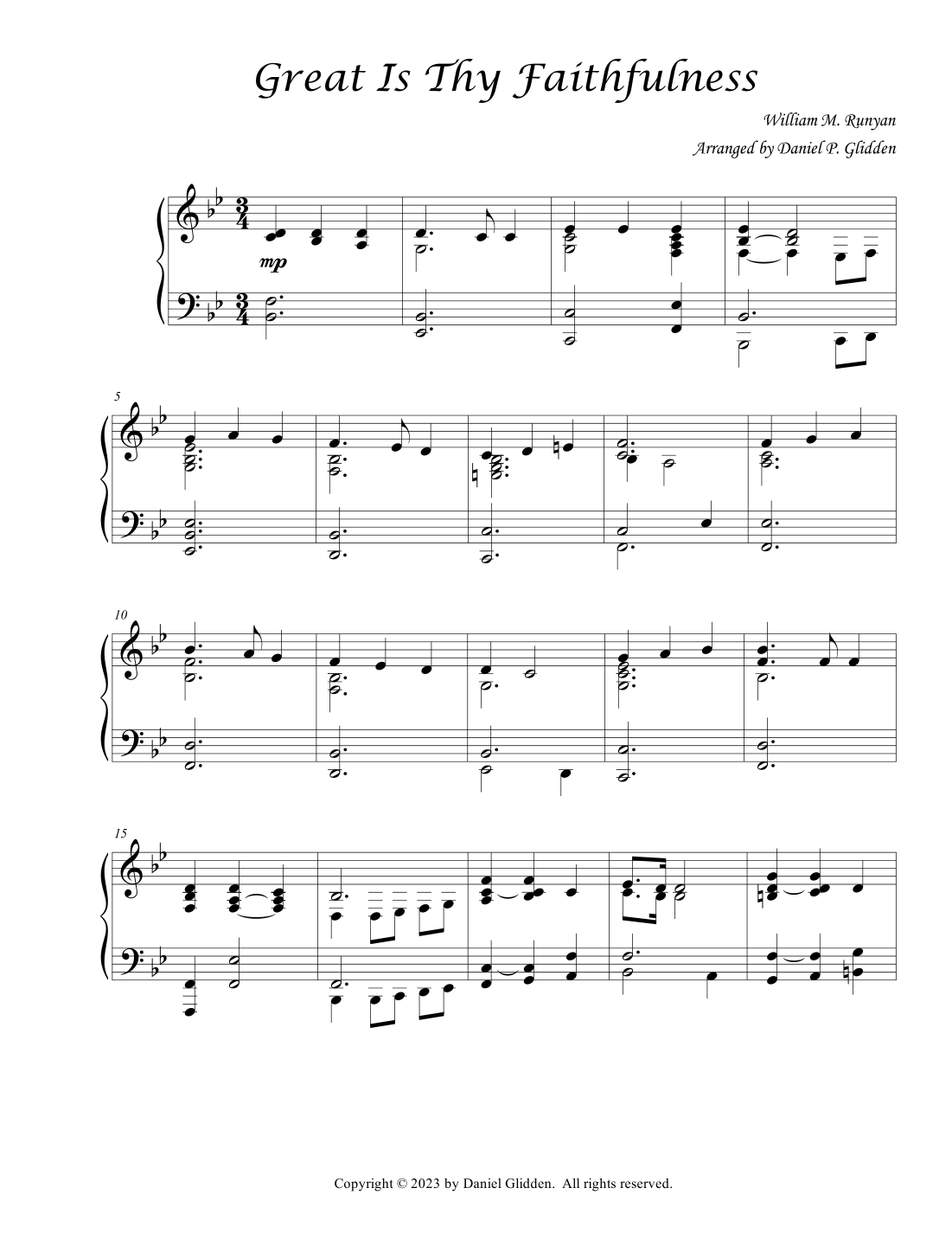 Great Is Thy Faithfulness (arr. Daniel Glidden) by Phillip Keveren ...