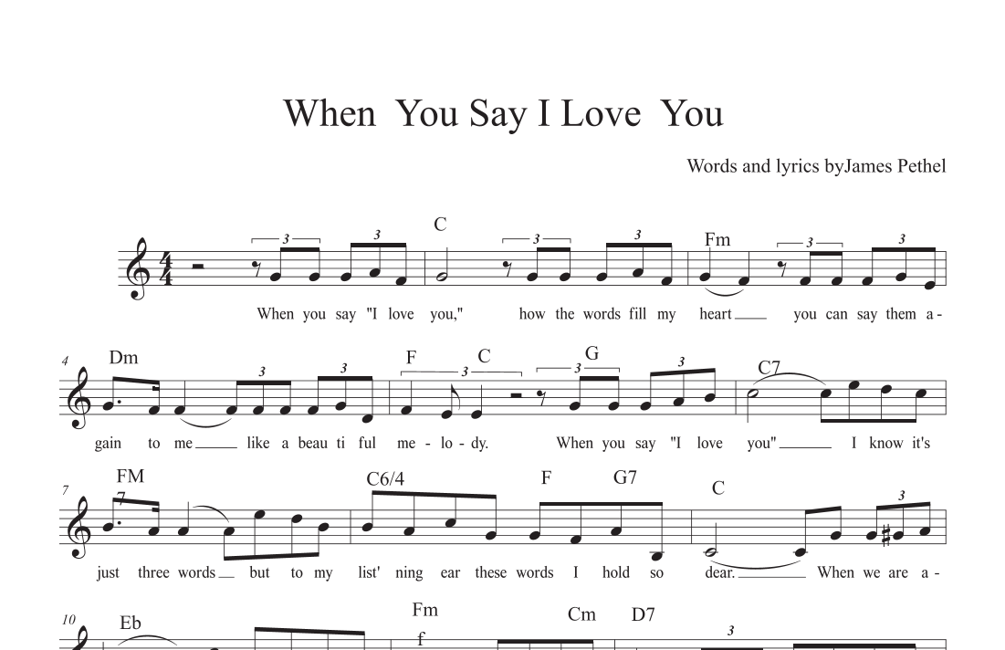 When You Say I Love You by James Pethel Sheet Music for Vocal Solo at ...