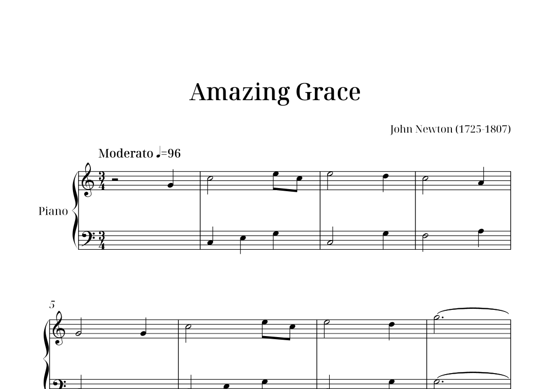 Amazing Grace (arr. Lucas Rodrigues) by John Newton Sheet Music for ...