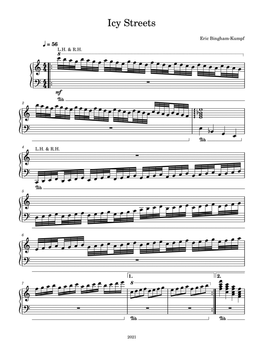 Icy Streets Sheet Music | Eric Bingham-Kumpf | Piano Solo