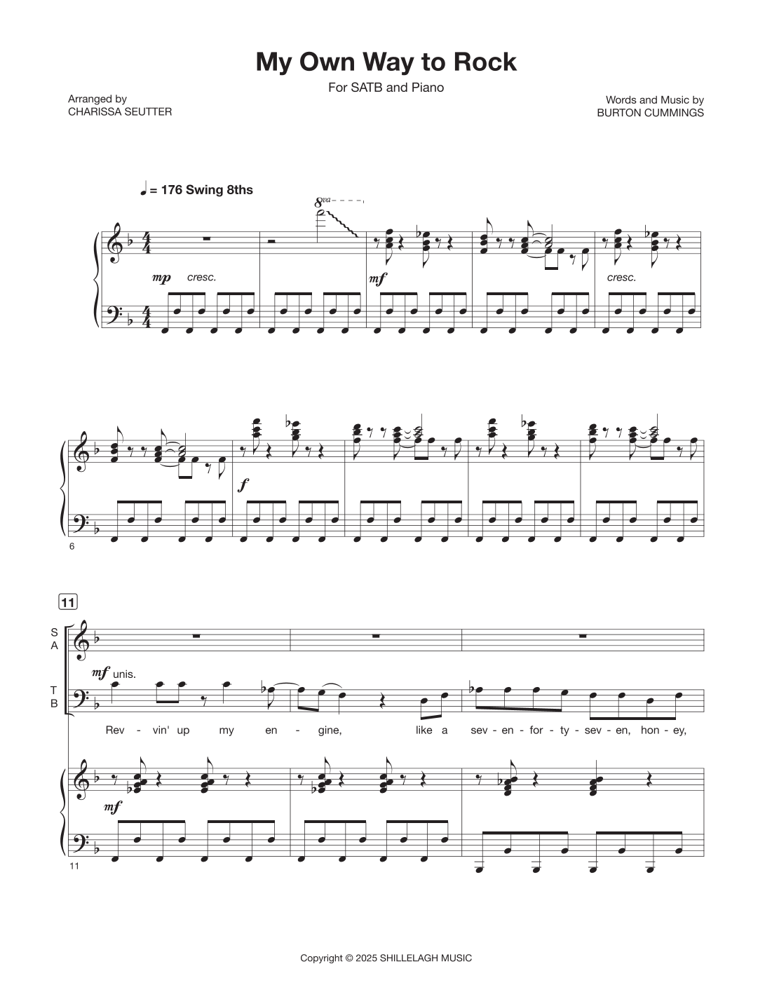 My Own Way To Rock (arr. Charissa Seutter) par Burton Cummings ...