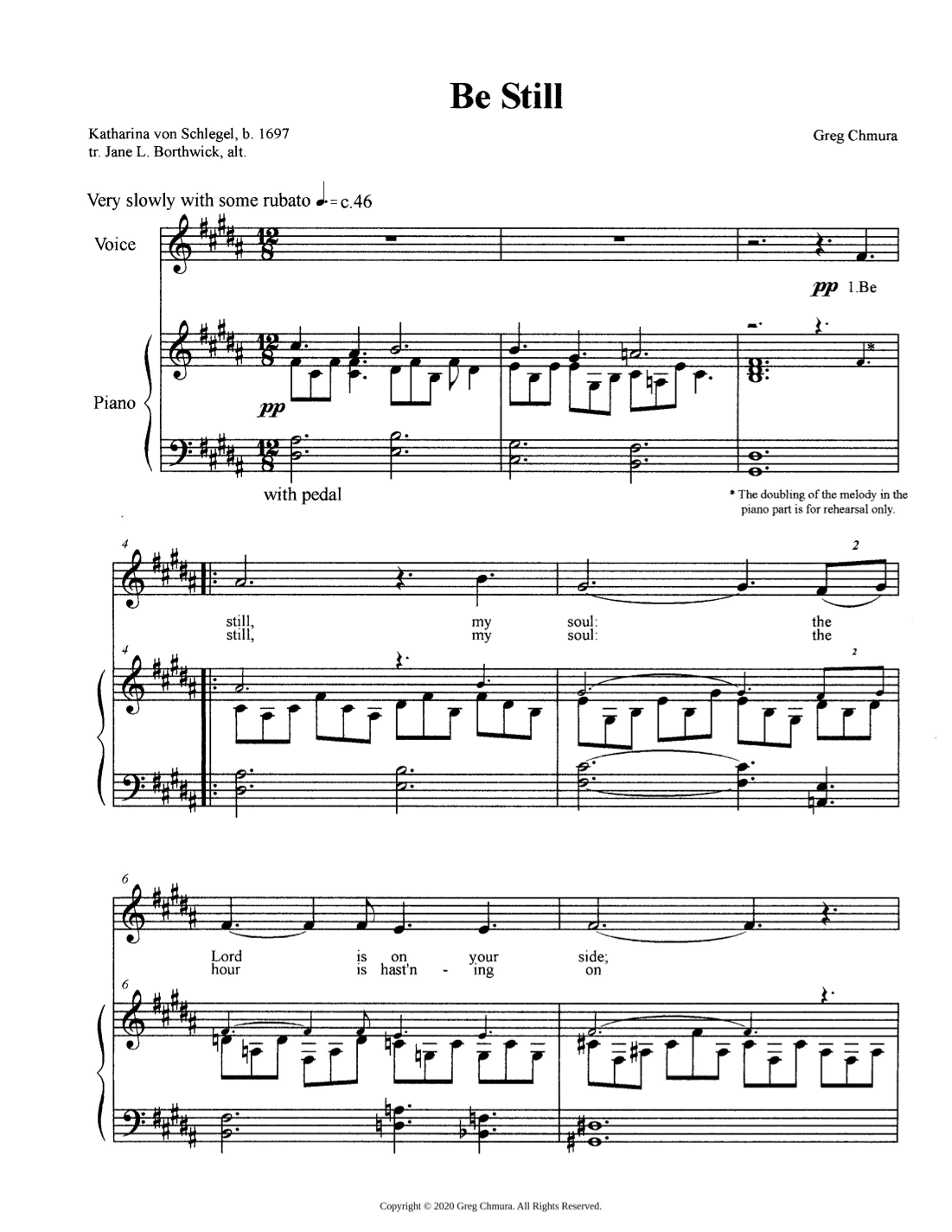 Be Still by Greg Chmura Sheet Music for Piano & Vocal at Sheet Music Direct