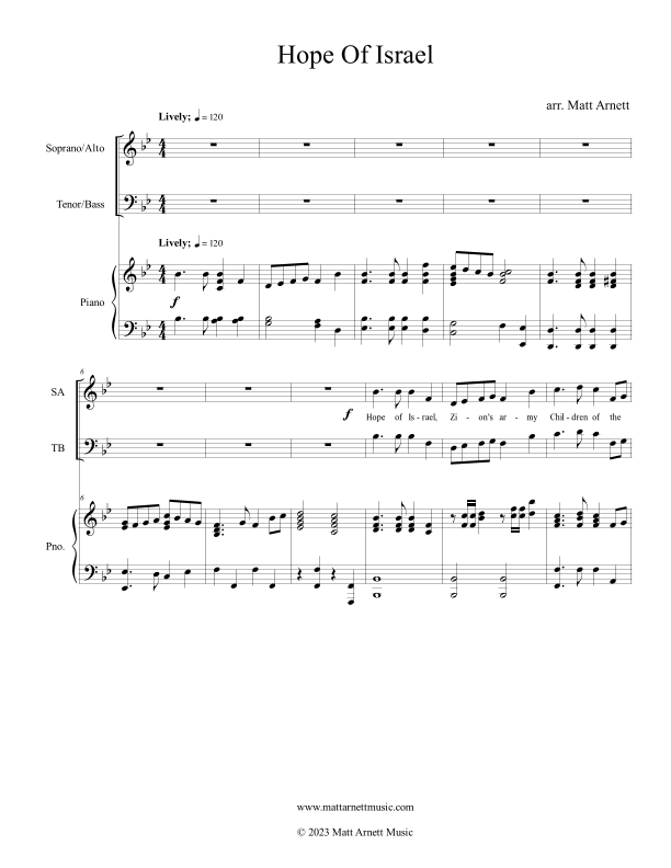Hope of Israel (arr. Matt Arnett) by Joseph Townsend and William ...