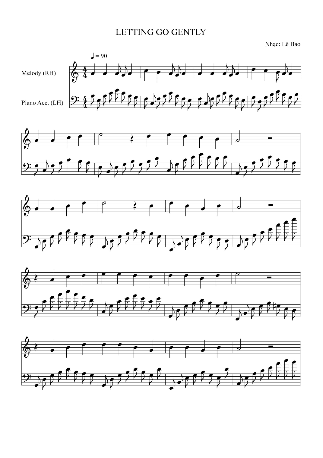 Letting Go Gently by Lê B?o Sheet Music for Piano Solo at Sheet Music ...