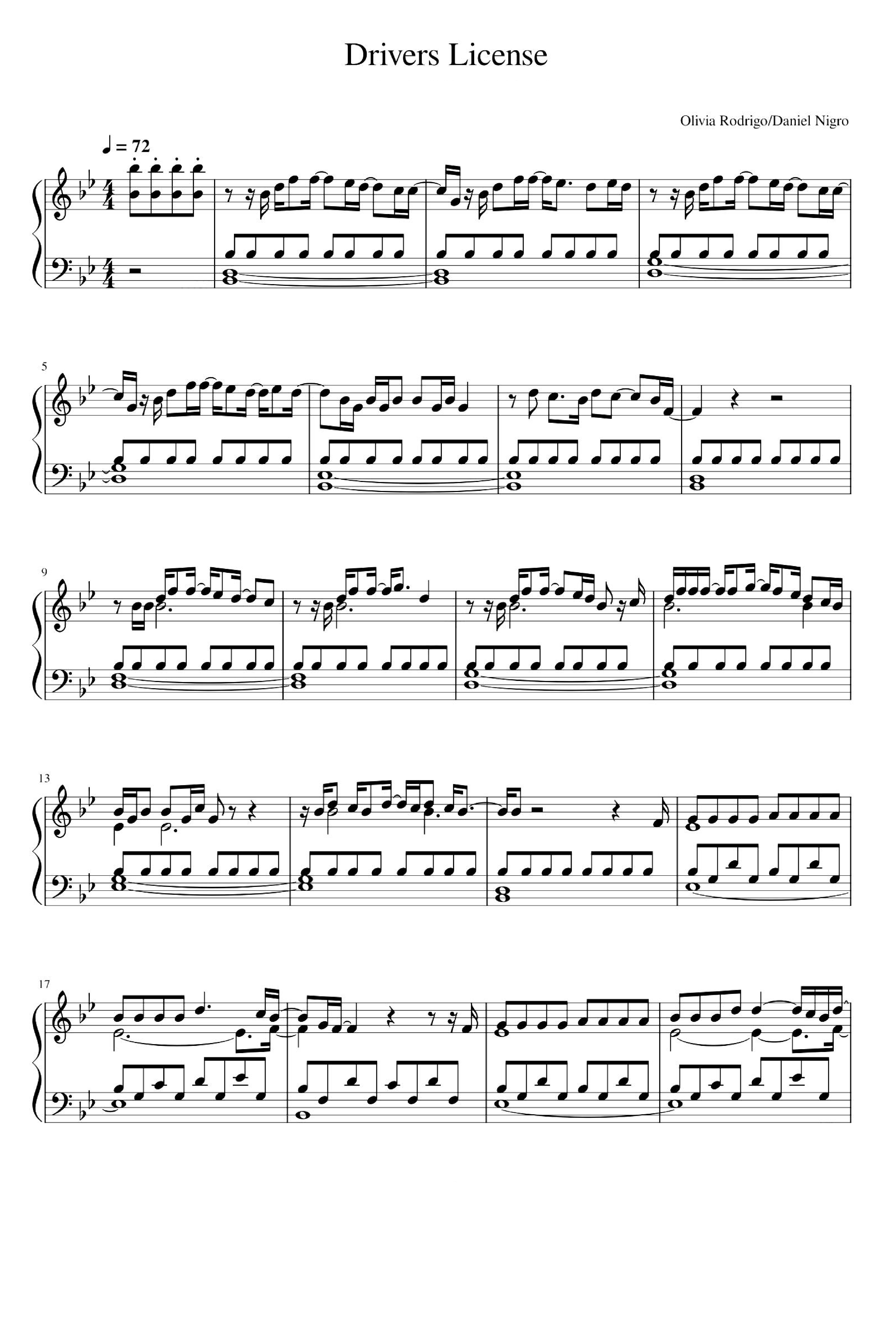 Drivers License (arr. Olivia Rodrigo) by Olivia Rodrigo Sheet Music for ...