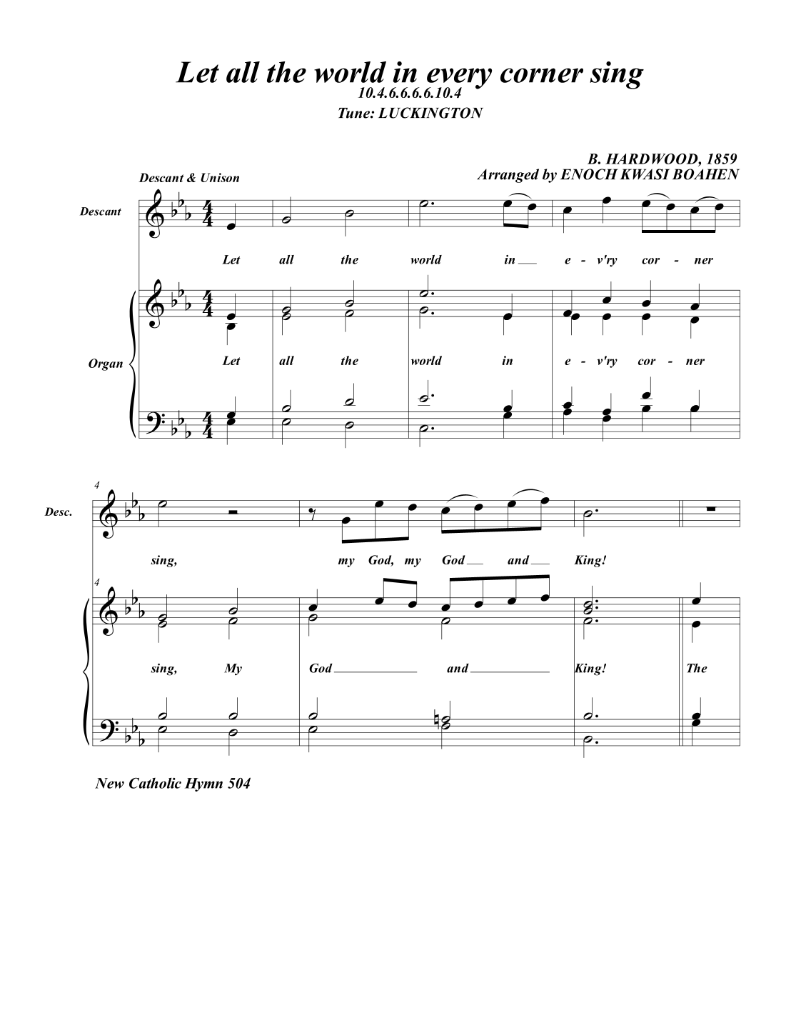 Let all the world in every corner sing ( Hymn Tune: Luckington) (arr ...