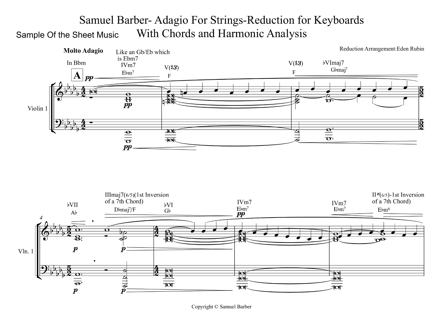 Agnus Dei (arr. Eden Rubin) by Samuel Barber Sheet Music for Piano ...