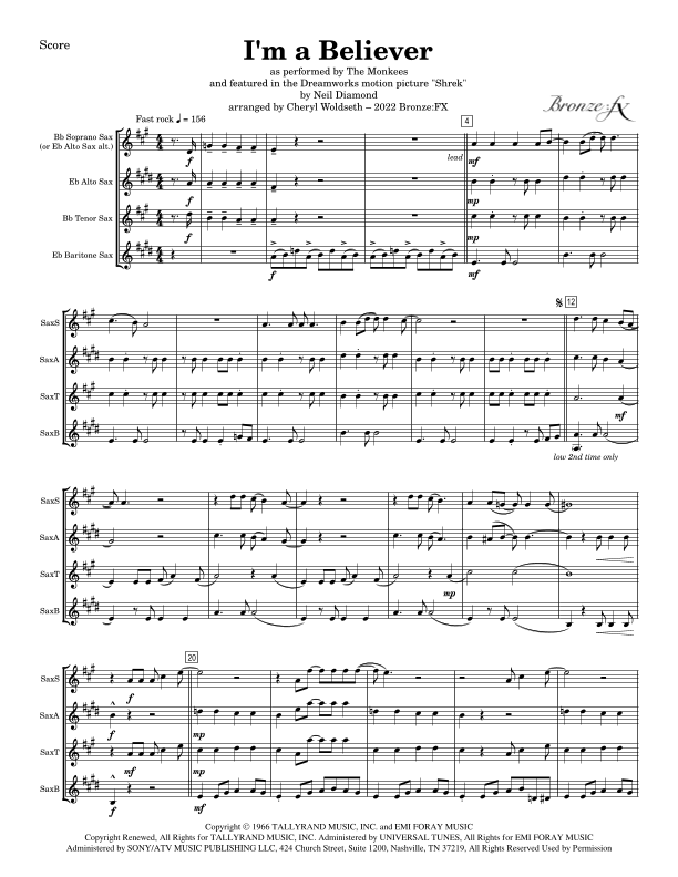 I'm A Believer (arr. Cheryl Woldseth – Bronze:FX) por The Monkees ...