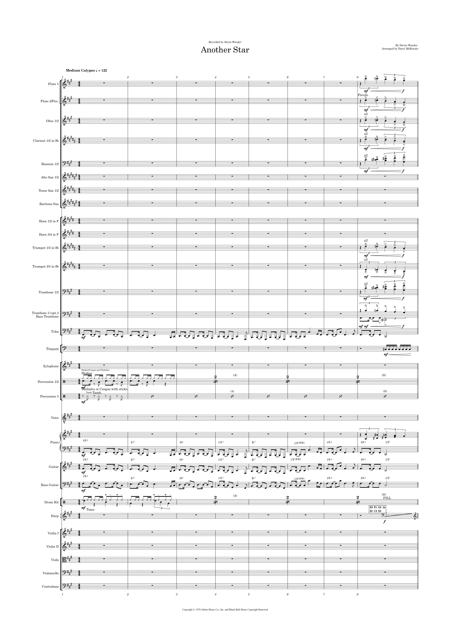 Another Star (arr. Daryl McKenzie) by Stevie Wonder Sheet Music for ...