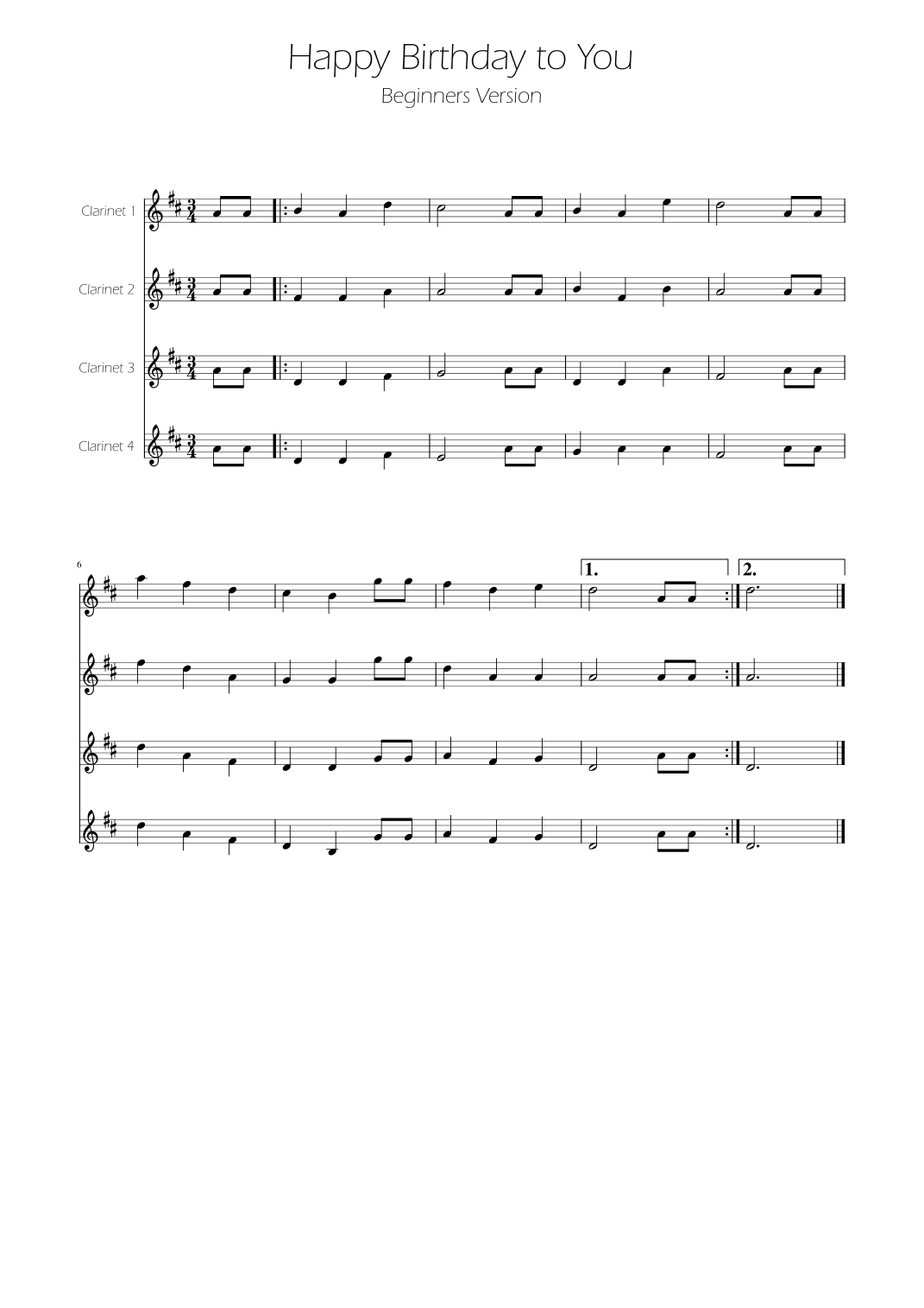 Happy Birthday to You - Clarinet Quartet (arr. Ygor Nunes) by Public ...