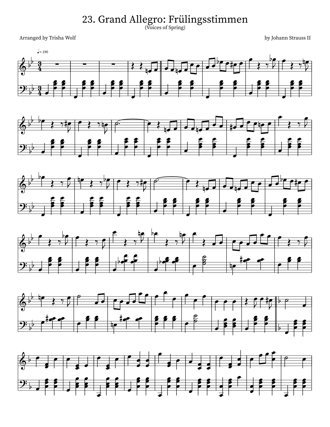 Voices of Spring (Grand Allegro) (arr. Trisha Wolf) by Johann Strauss ...