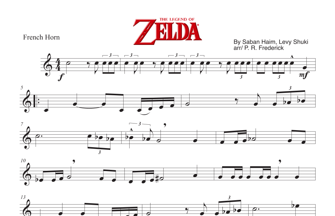 Legend Of Zelda (arr. P. R. Frederick) by Shuki Levy Sheet Music for ...