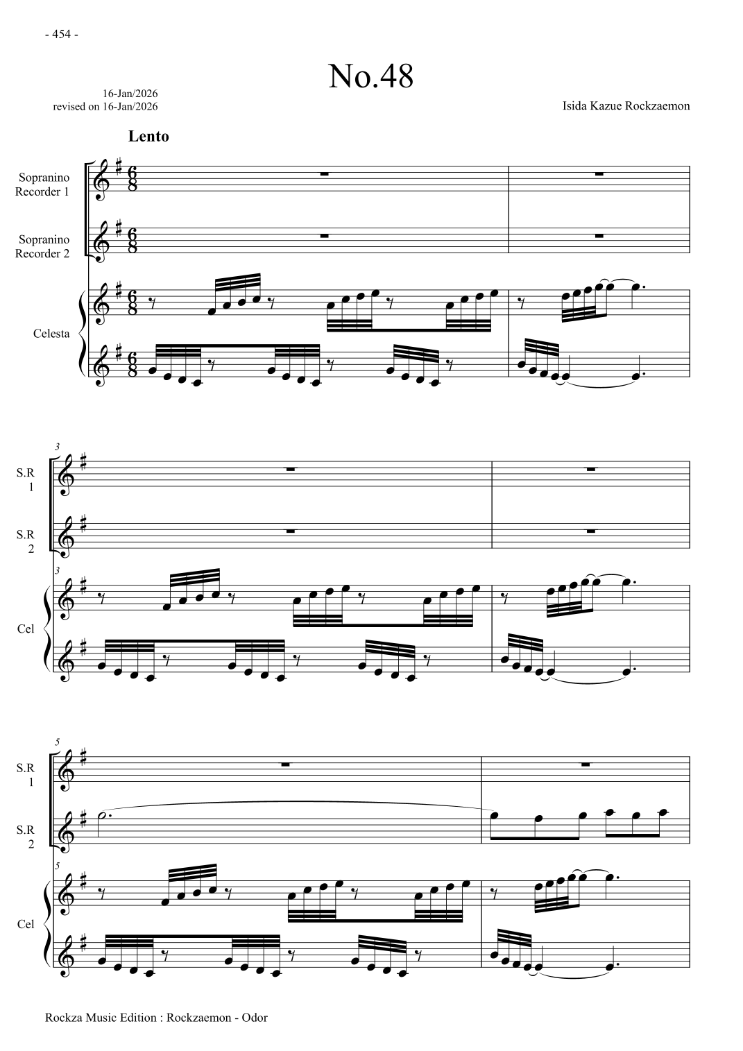 Prelude for 2 Sopranino recorders and Celesta, "Odor" No.48 by Isida ...