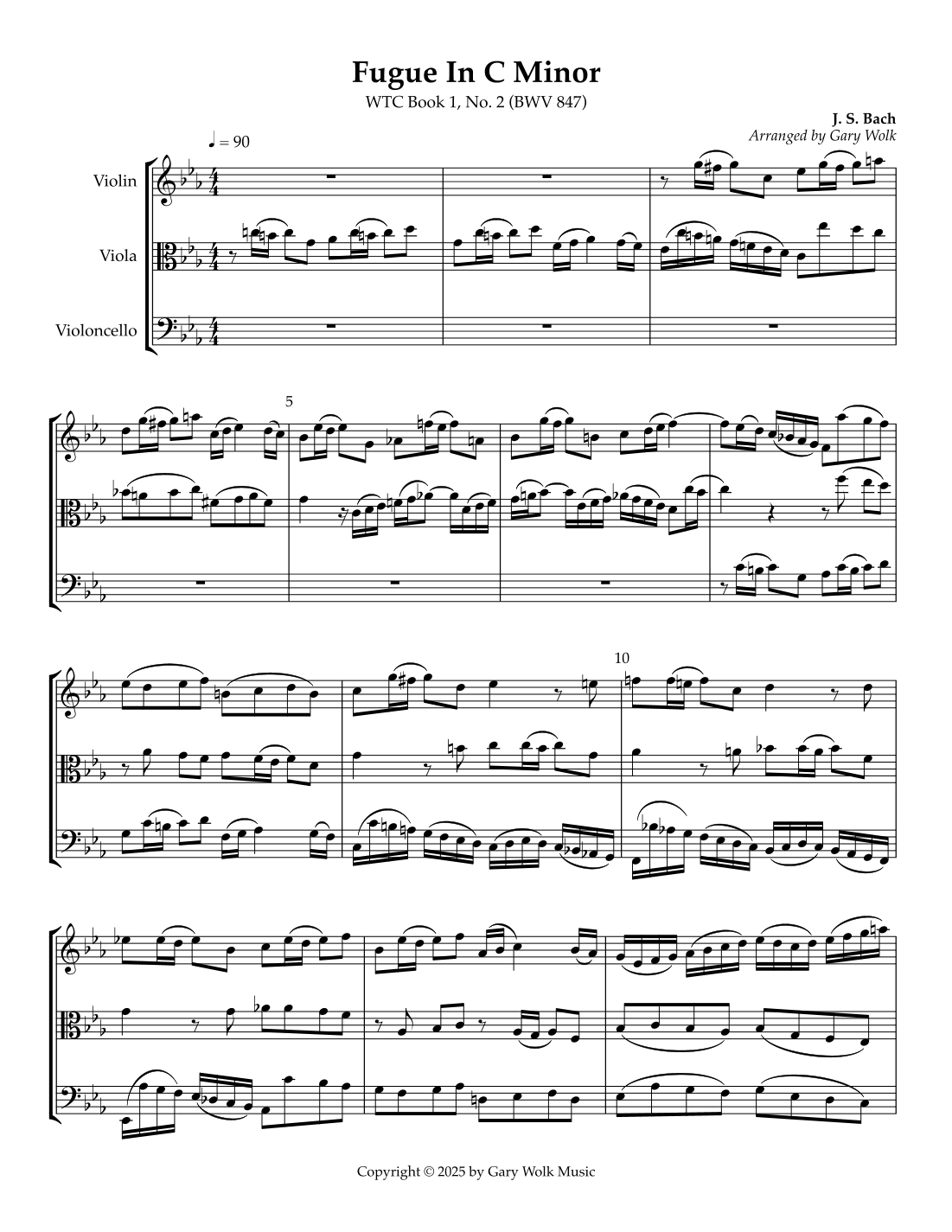Fugue #2 in C Minor (arr. Gary Wolk) by Gary Wolk Sheet Music for ...
