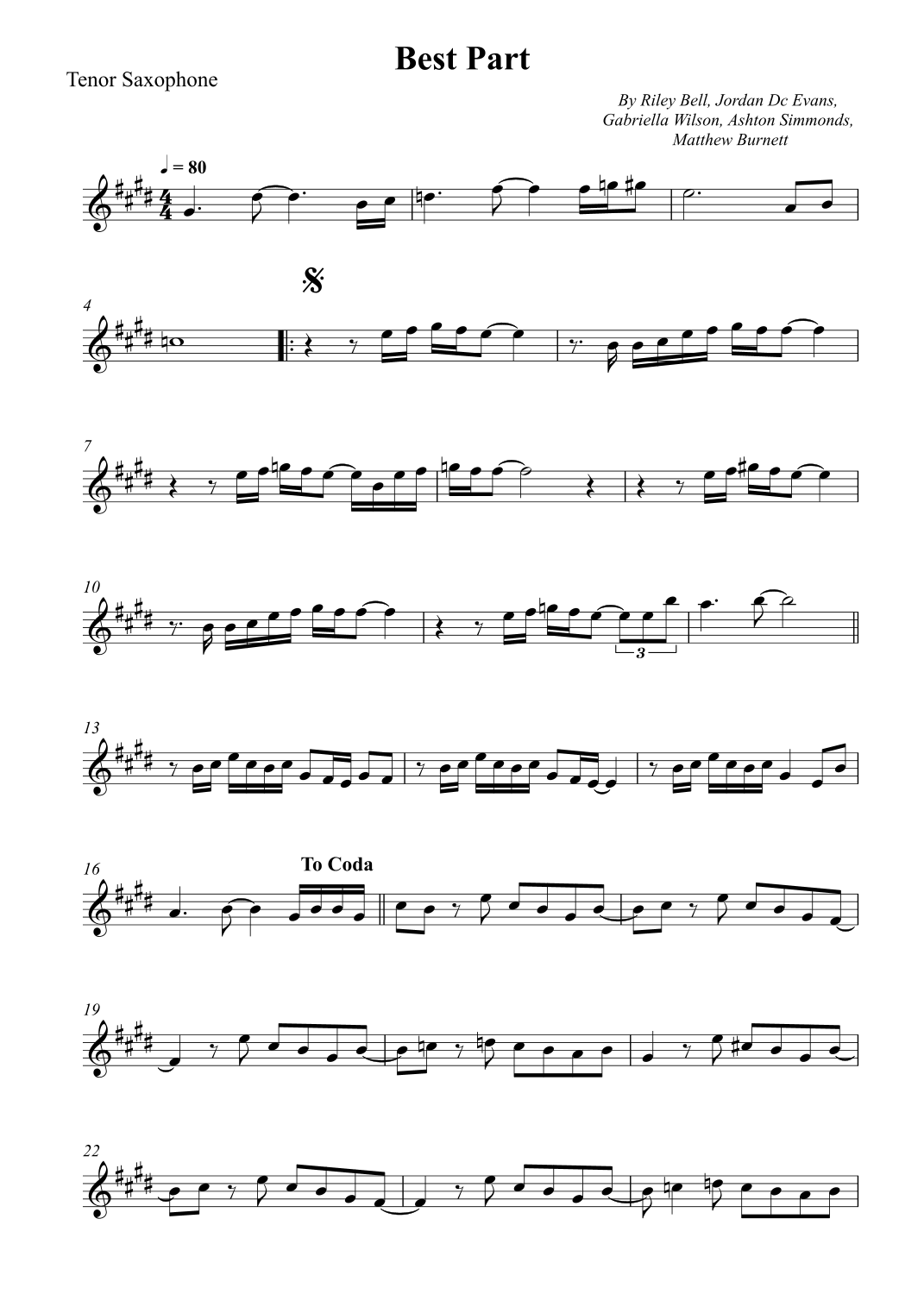 Best Part (arr. Wesley S. SIlva by Daniel Caesar Feat. H.E.R. Sheet ...