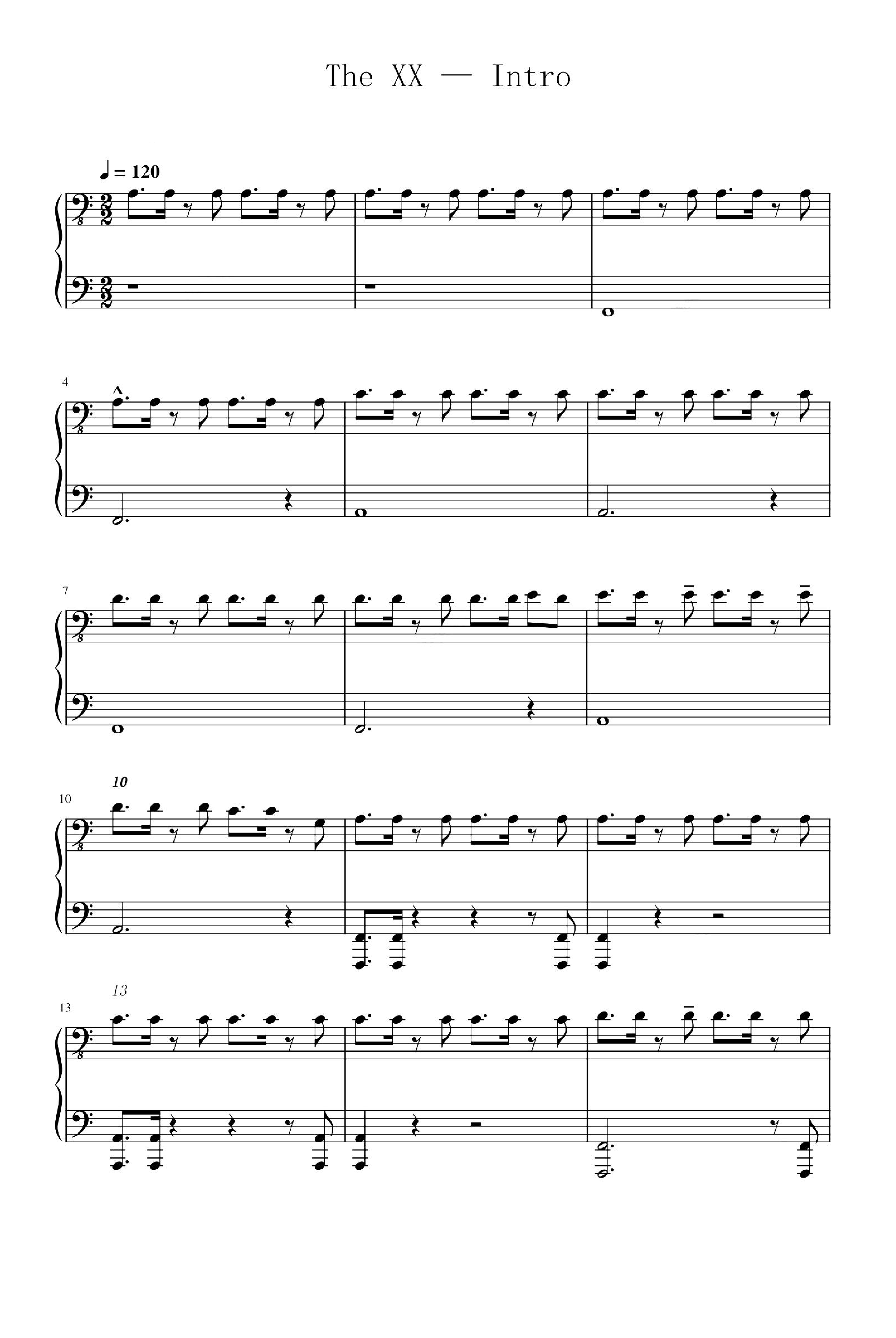 Intro (arr. The XX) by The Xx Sheet Music for Piano Solo at Sheet Music ...