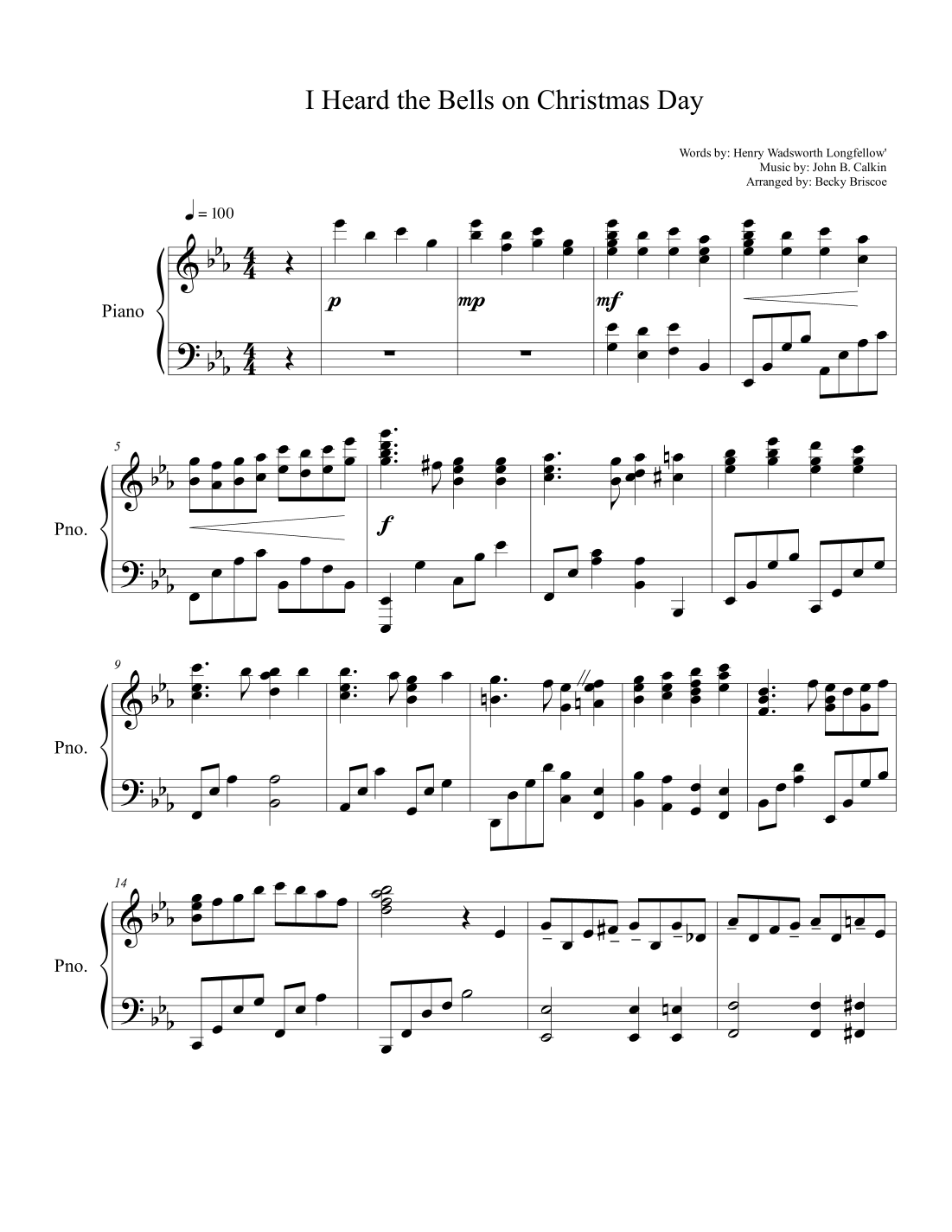 I Heard the Bells on Christmas Day (arr. Becky Briscoe) by Henry ...
