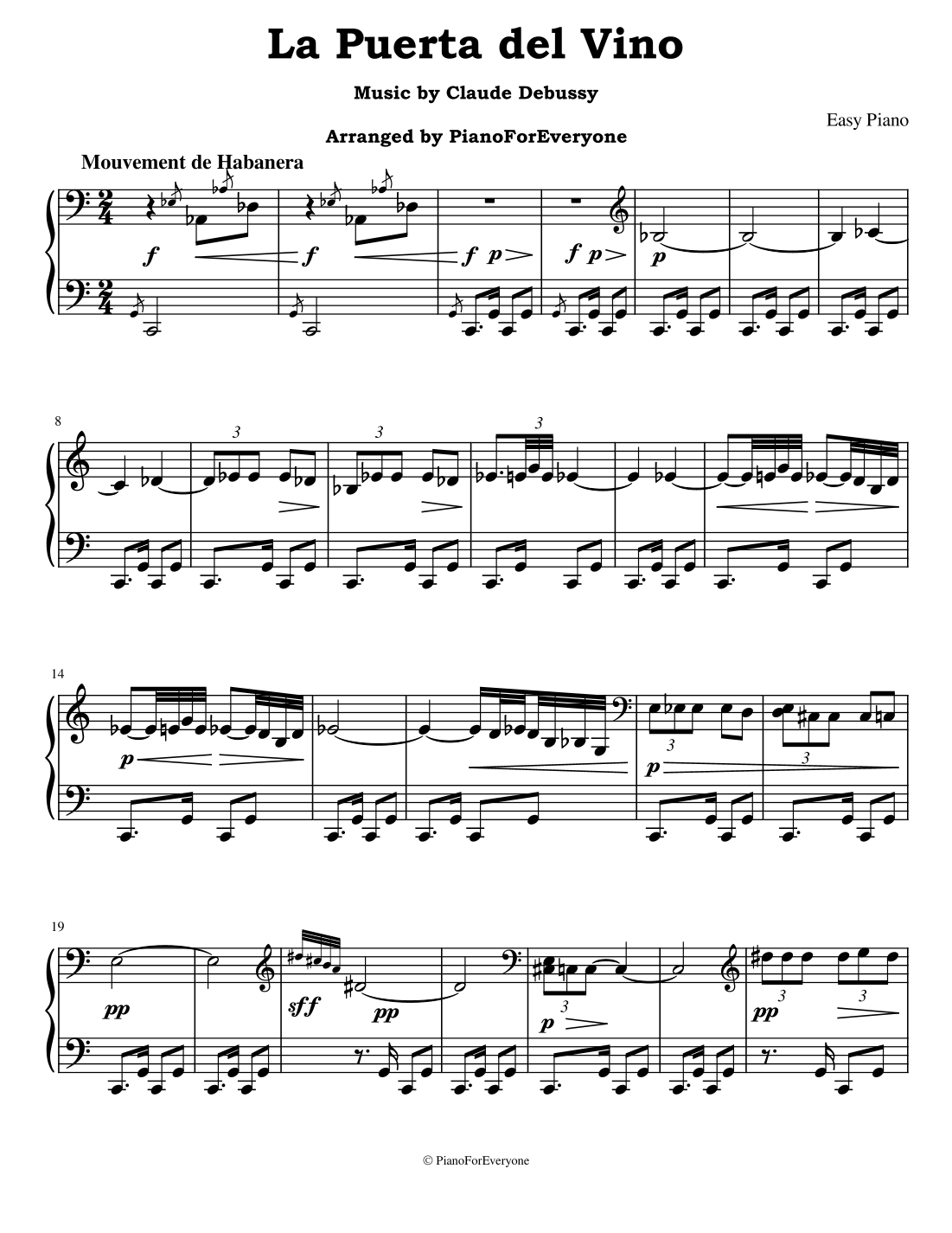La Puerta del Vino - Debussy (Easy Piano) (arr. PianoForEveryone) par ...
