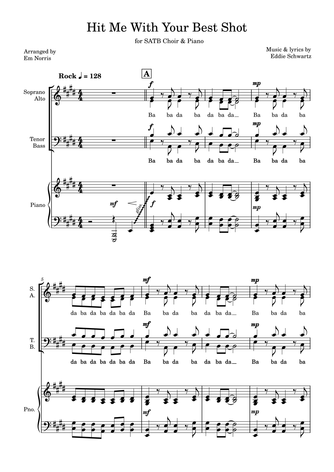 Hit Me With Your Best Shot (arr. Em Norris) by Pat Benatar Sheet Music ...