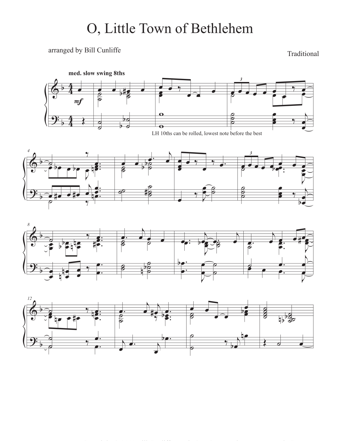 O Little Town of Bethlehem (arr. Bill Cunliffe) by Bill Cunliffe Sheet ...